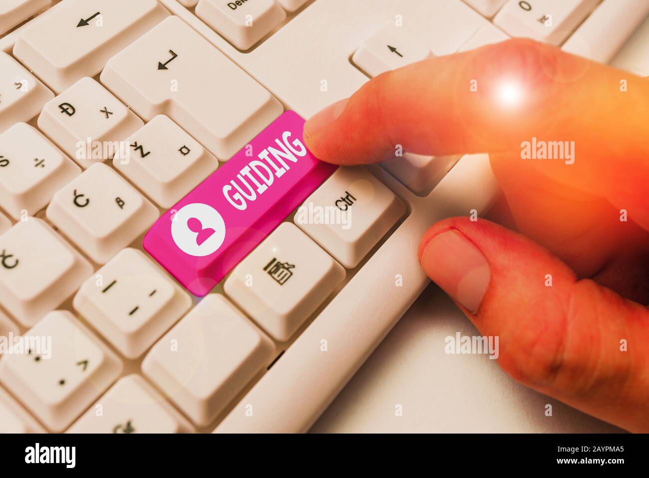 Word writing text Guiding. Business photo showcasing to show someone ...