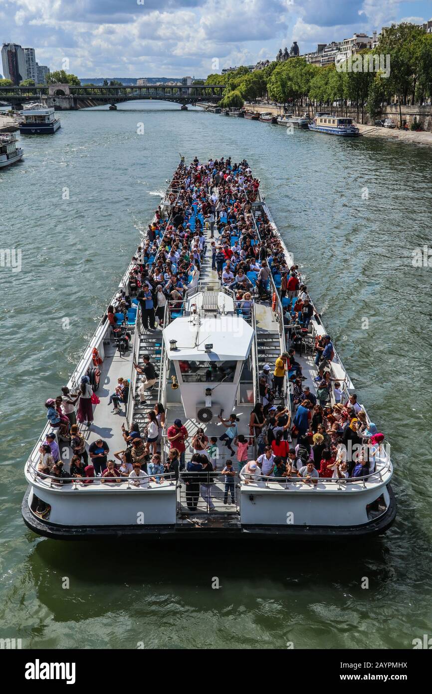 River cruise sightseeing boat in Paris, France, Europe Stock Photo - Alamy
