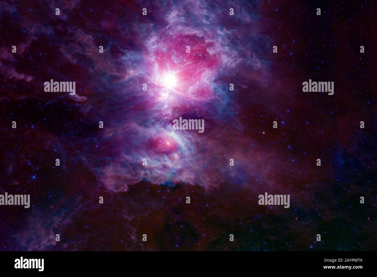 Beautiful nebula in deep space. In bright red-blue tones. Elements of ...
