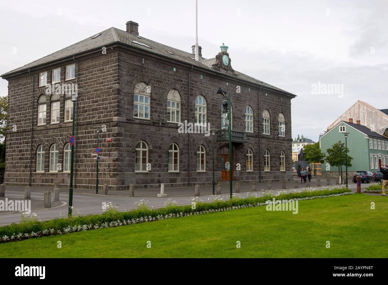 The Althingi building in the old town of Reykjavik in Iceland is the ...