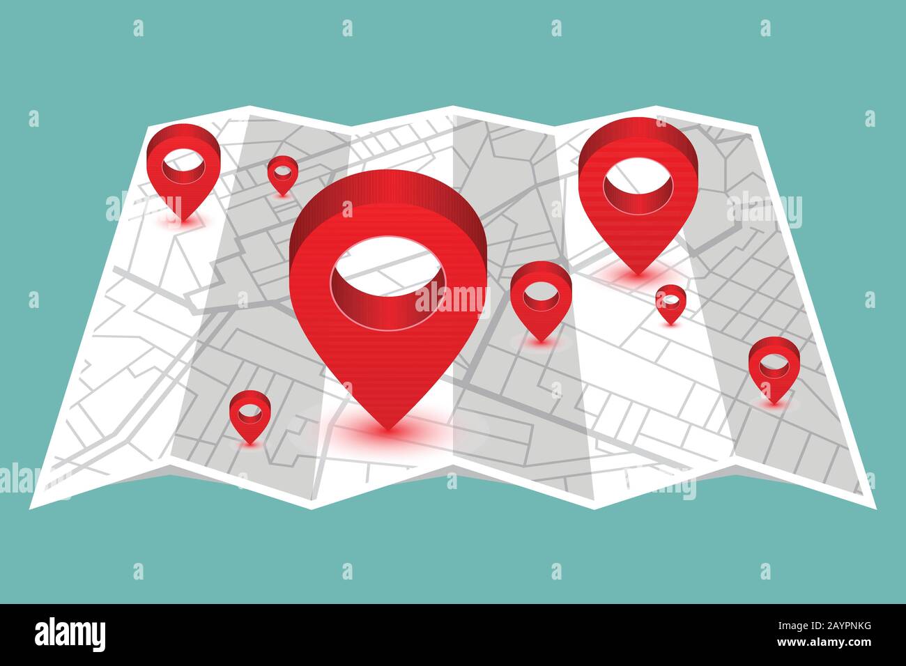 Pin showing location on gps navigator map. Vector illustration Stock ...
