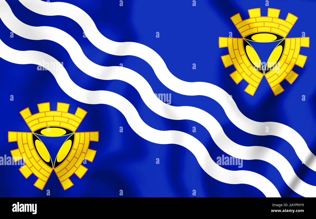 3D Flag of Merseyside county, England. 3D Illustration Stock Photo - Alamy