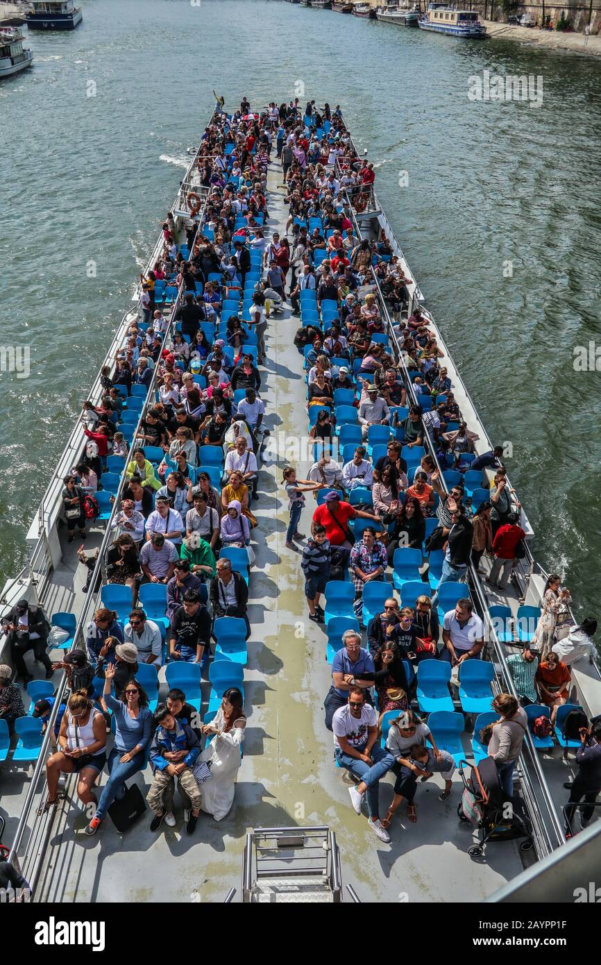 River cruise sightseeing boat in Paris, France, Europe Stock Photo - Alamy