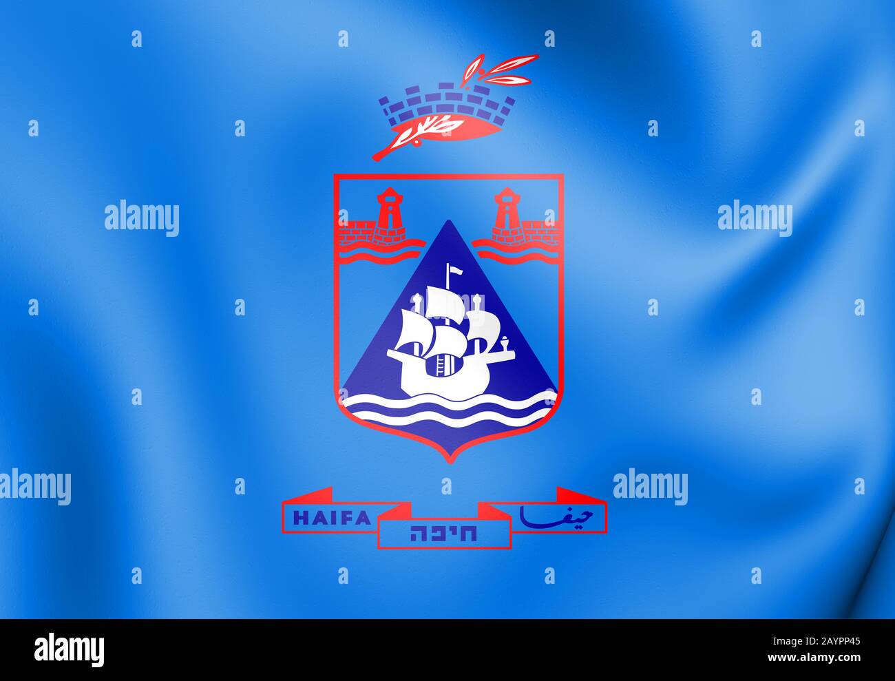 3D Flag of Haifa, Israel. 3D Illustration Stock Photo - Alamy