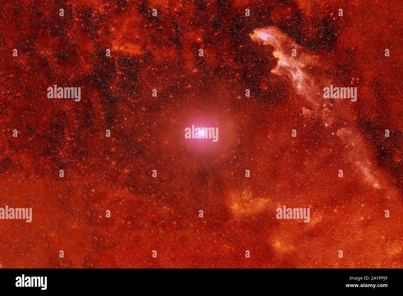 A bright orange nebula in space. Elements of this image were furnished ...