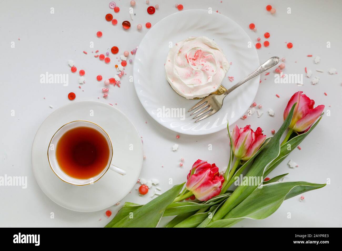 Valentines Day flat-lay still-life; Love Stock Photo - Alamy