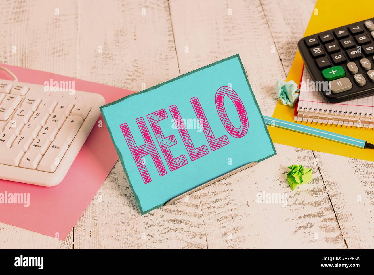 Writing note showing Hello. Business concept for used as a greeting or ...