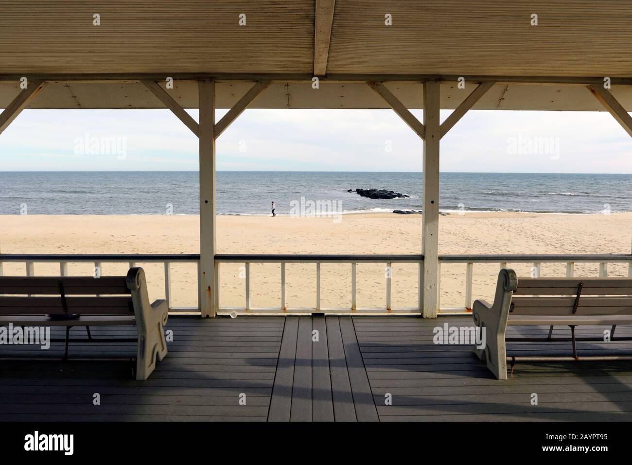 A rest pavilion on the boardwalk in Spring Lake, NJ, USA Stock Photo ...