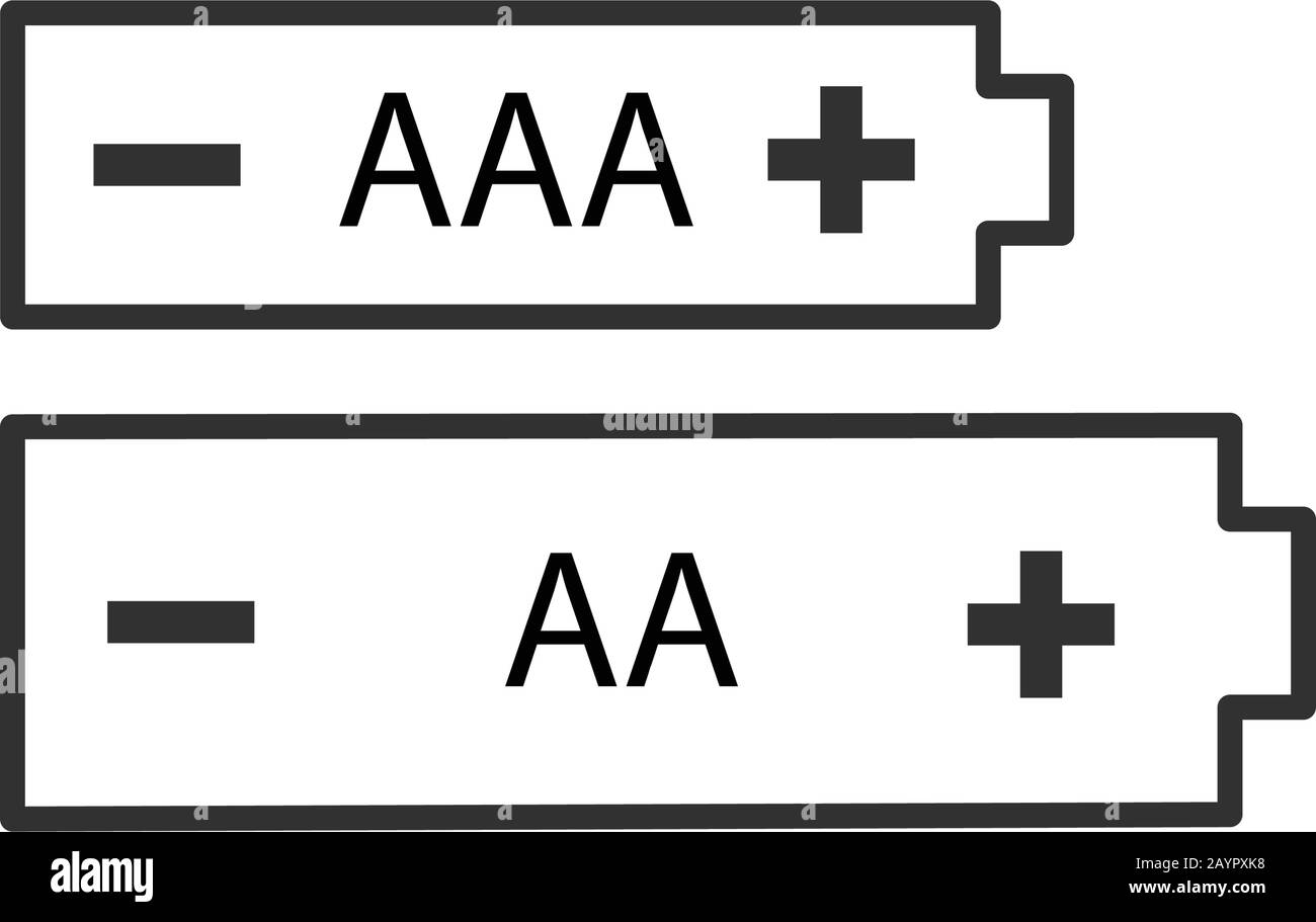 AA and AAA alkaline batteriy icon set. Stock Vector illustration ...