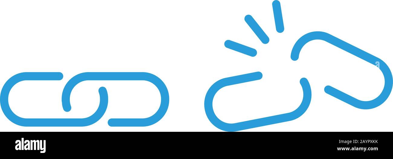 Broken chain link or disconnect line and healthy link icon. Editable ...