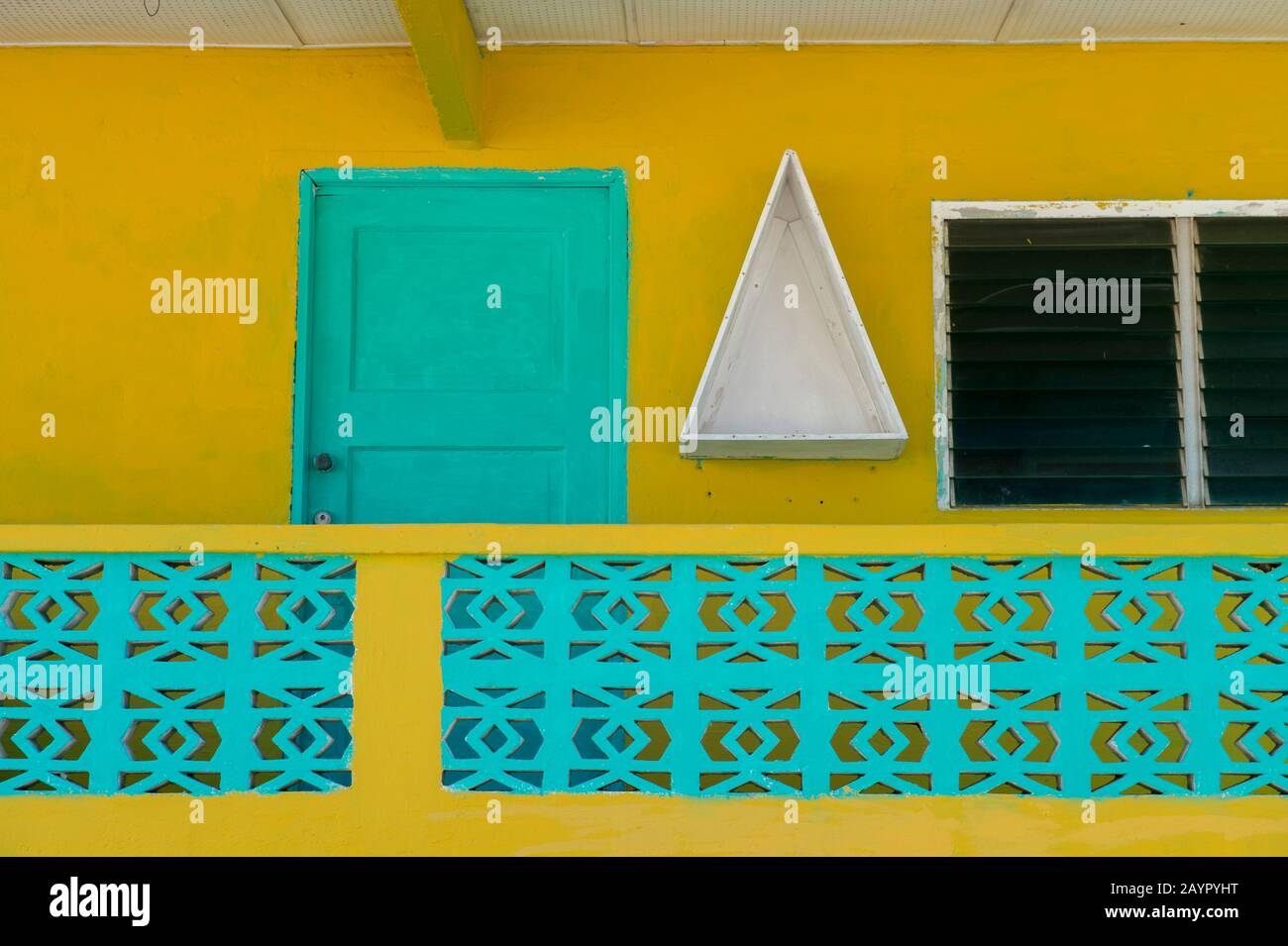 Detail of a colorful house on the tropical island of Isla Taboga off ...