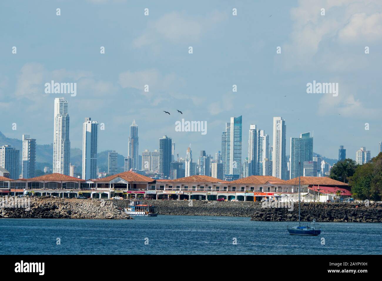 View of Panama City from the Gulf of Panama, Panama Stock Photo - Alamy