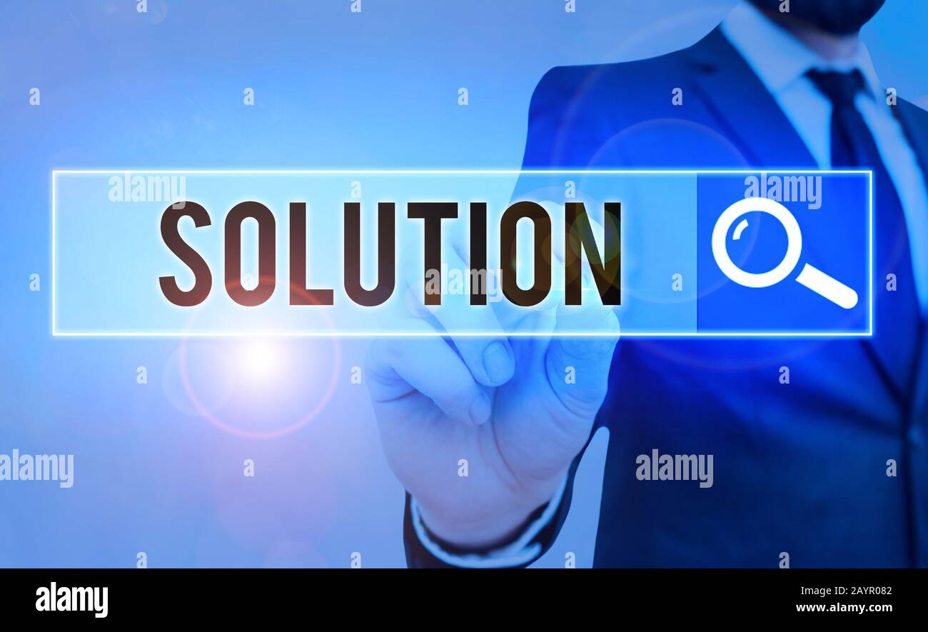 Writing Note Showing Solution Business Concept For A Means Of Solving A Problem Or Dealing With