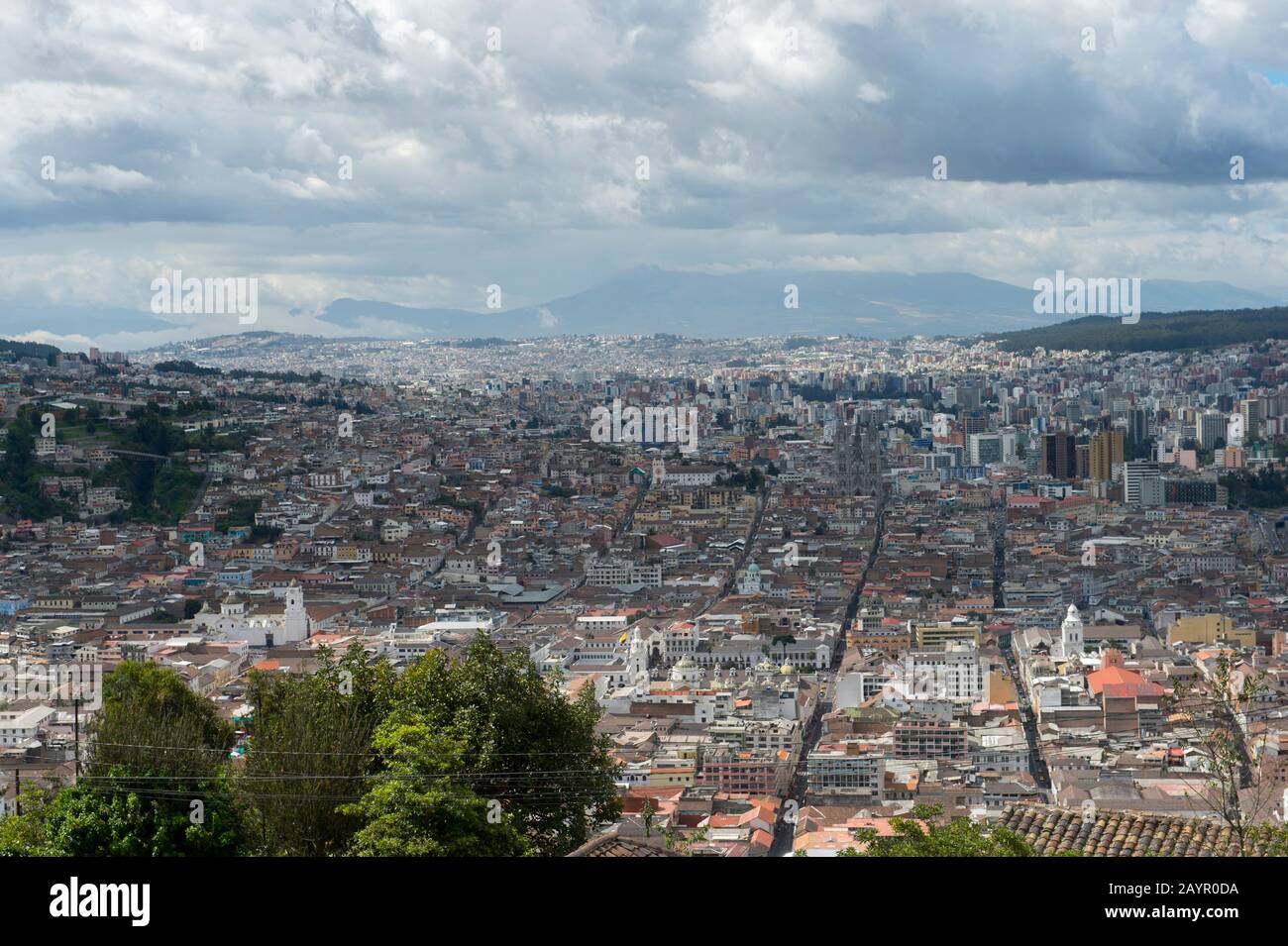 View of the historic center (UNESCO World Heritage Site) and the modern ...