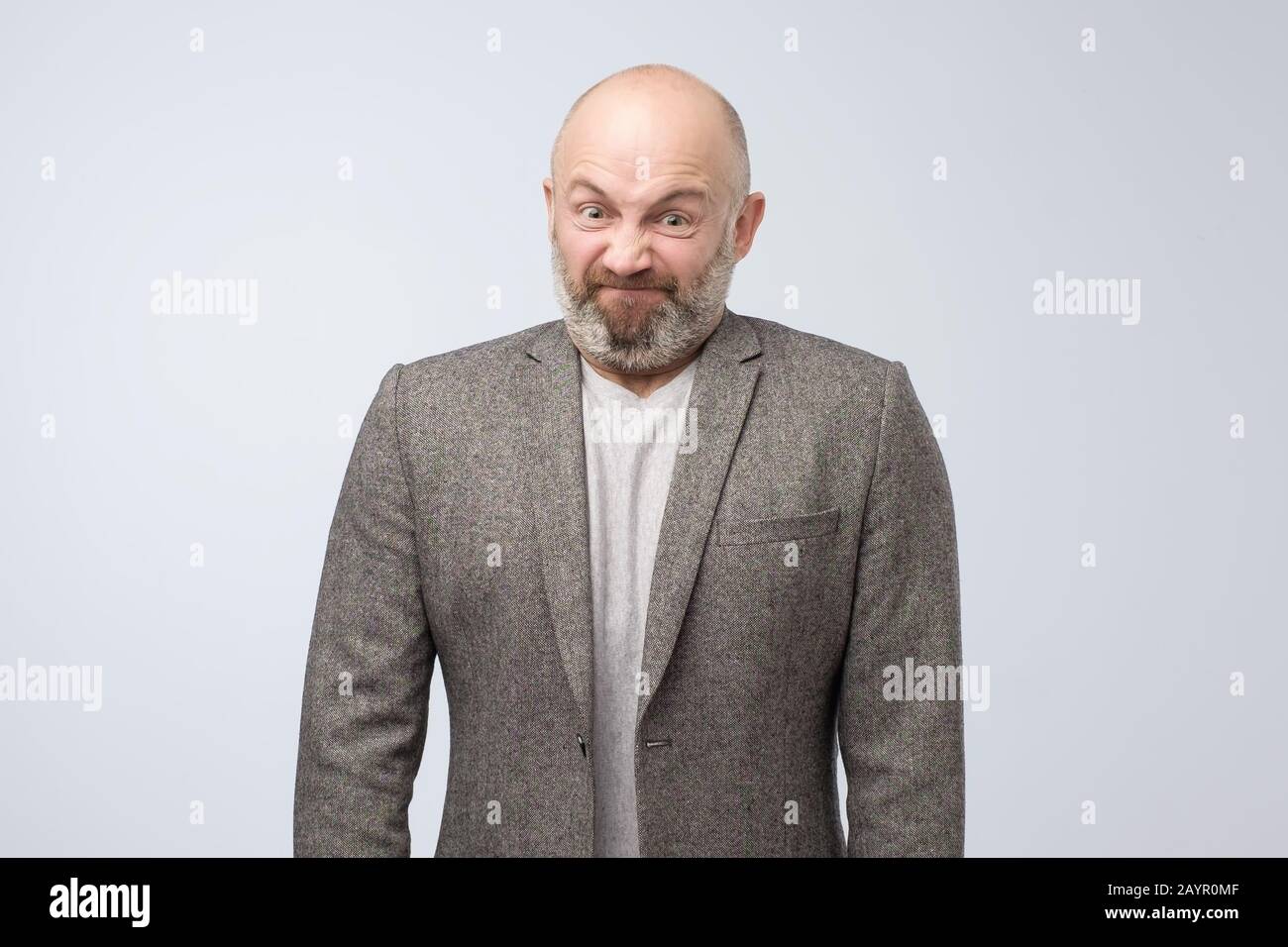 Angry caucasian man being furious losing his temper. Negative facial ...