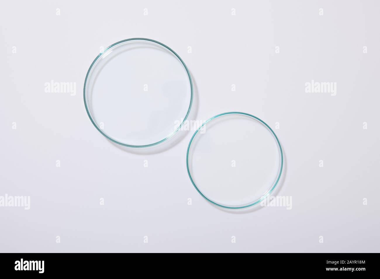 Top view of empty laboratory glassware on grey background Stock Photo ...