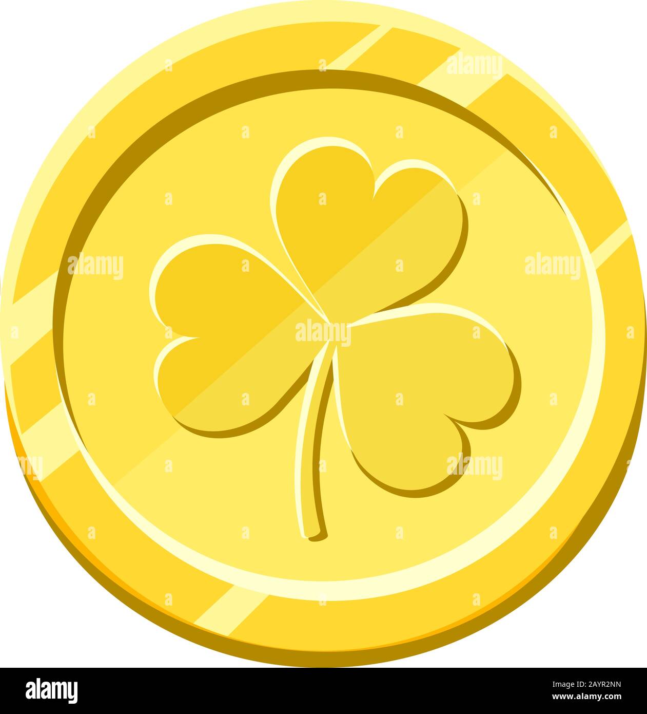 Vector gold coin with shamrock leaf isolated on a white background ...