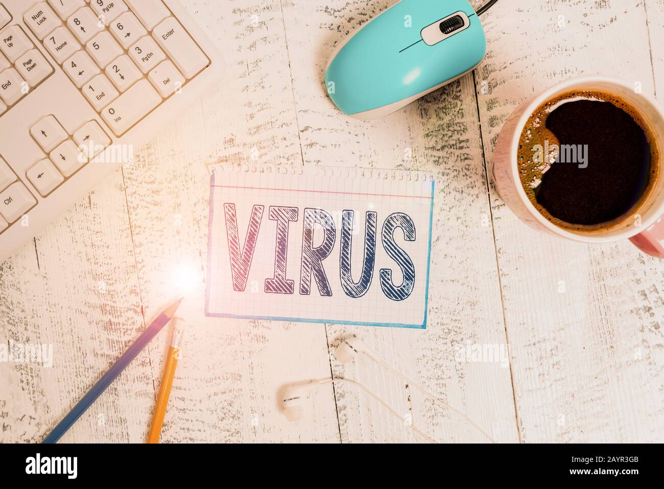 Writing note showing Virus. Business concept for infective agent that ...