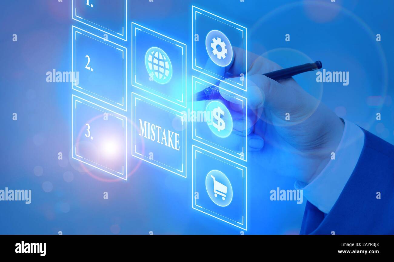 Text sign showing Mistake. Business photo showcasing Something not ...