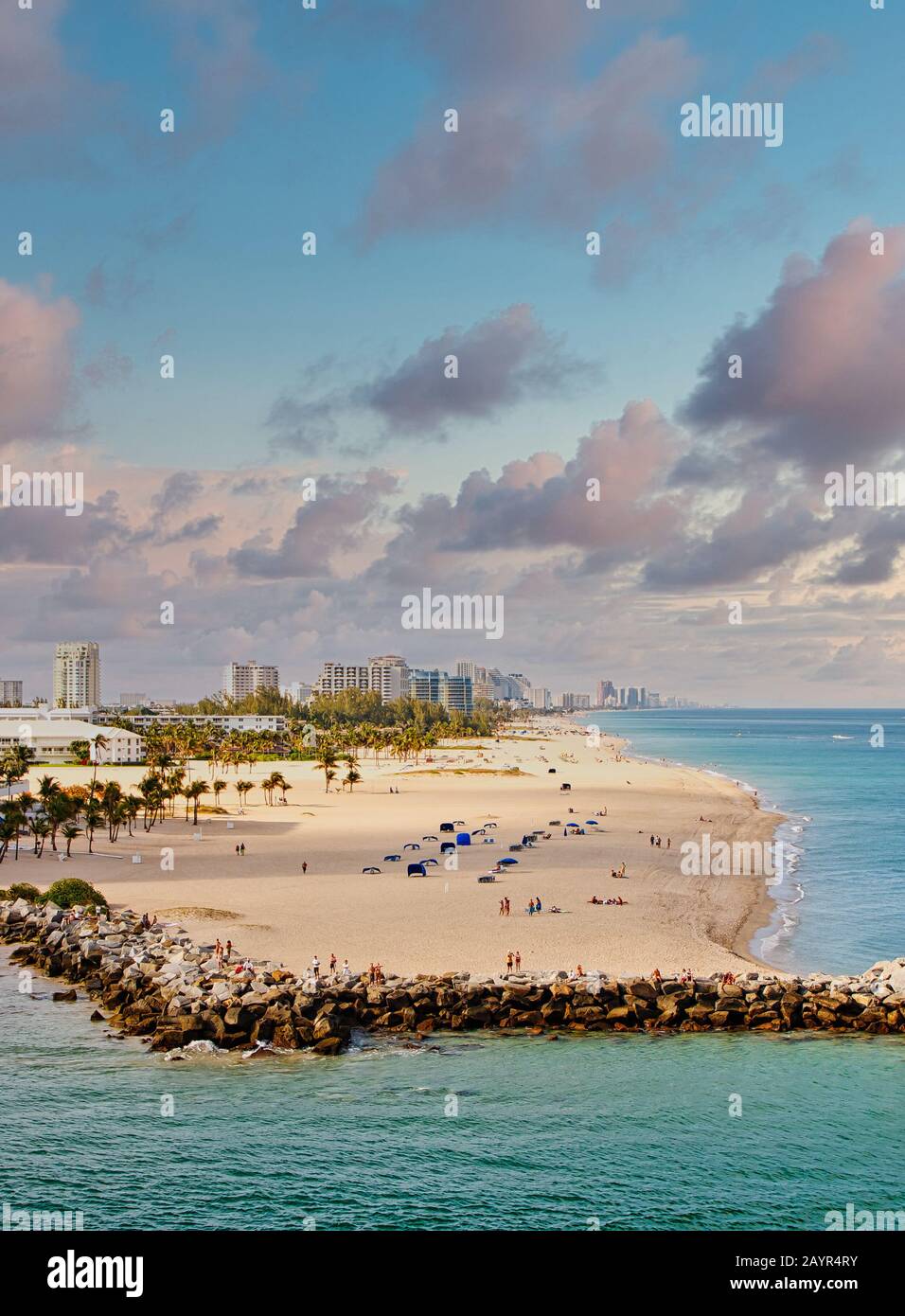 Long Stretch of Beach from Shipping Channel Stock Photo - Alamy