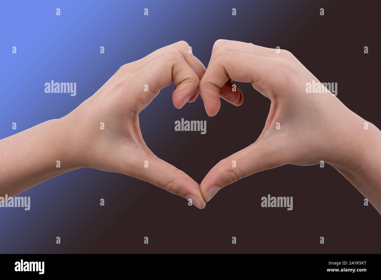 Hand making a heart shape on a white background Stock Photo - Alamy
