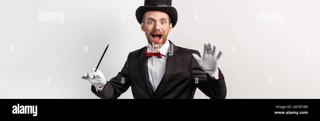 Emotional magician in suit hi-res stock photography and images - Alamy