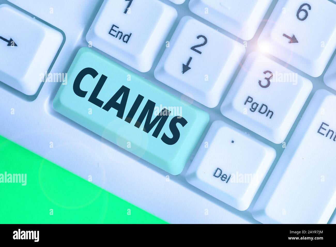 Conceptual hand writing showing Claims. Concept meaning state or assert ...