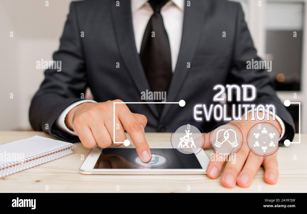 Text sign showing 2Nd Evolution. Business photo showcasing change in ...