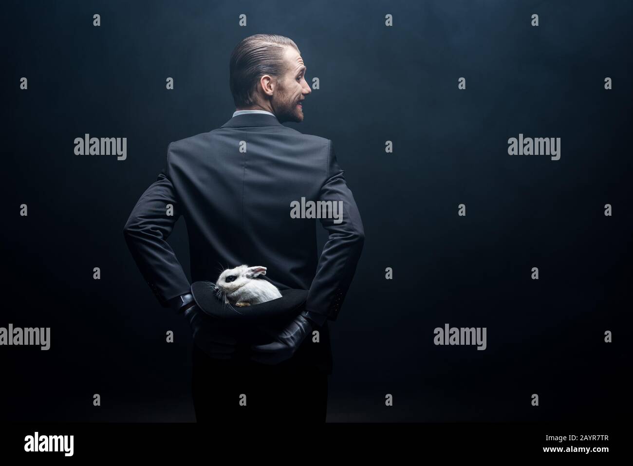 White bunny back view hi-res stock photography and images - Alamy