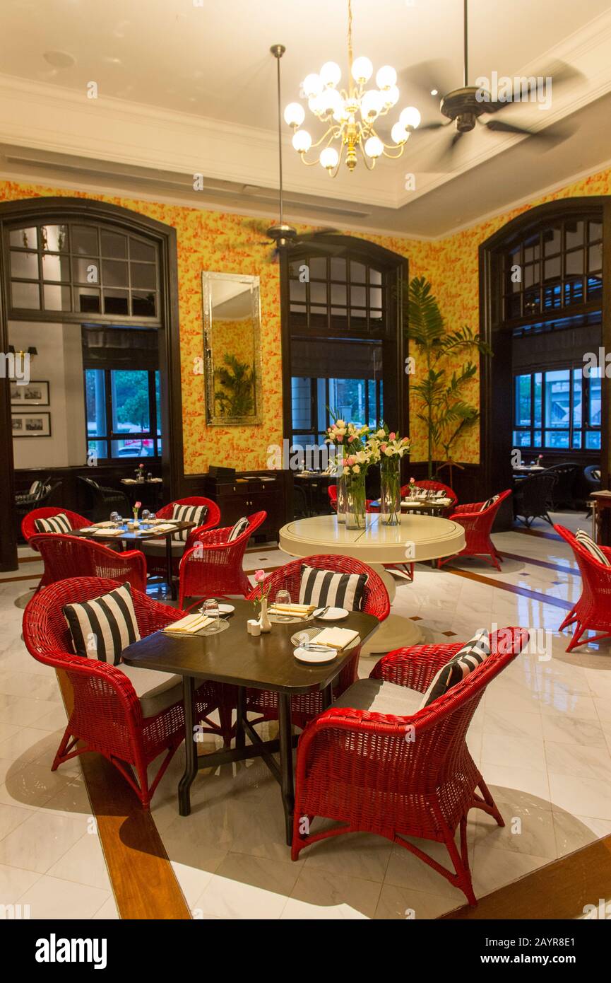 The Strand Café in the colonial Strand Hotel in Yangon (Rangoon), the ...
