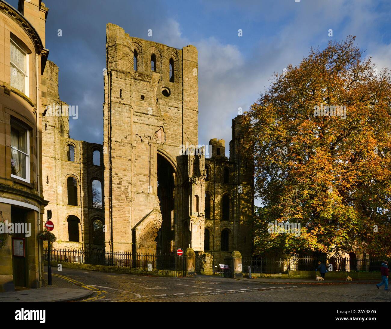 The ruins of Kelso Abbey in Kelso, Scotland. It was founded in the 12th ...