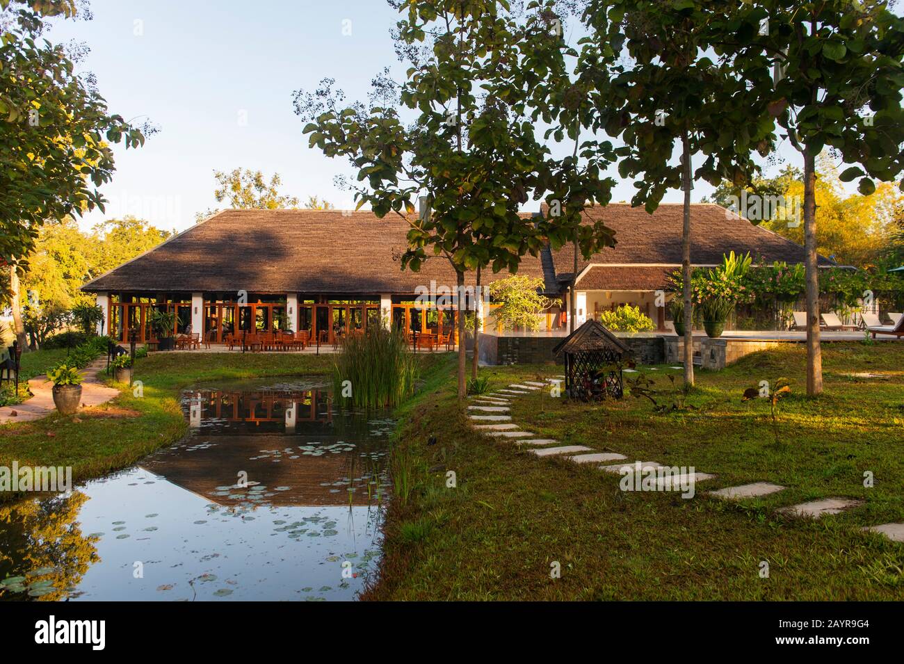 View of the restaurant building at Villa Inle Resort and Spa on Inle ...