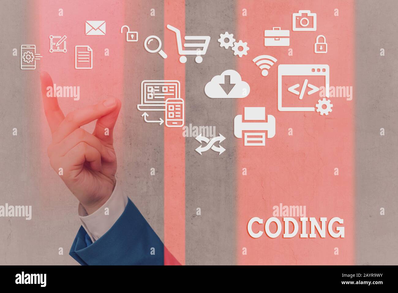 Word writing text Coding. Business photo showcasing assigning code to something for ...