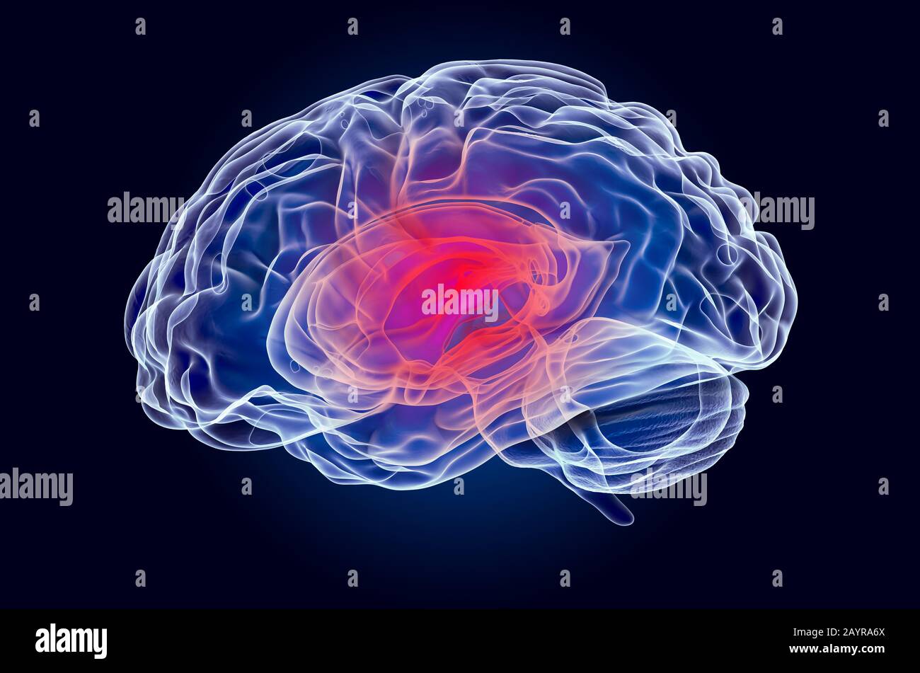 Brain disease concept, x-ray hologram. 3D rendering Stock Photo - Alamy