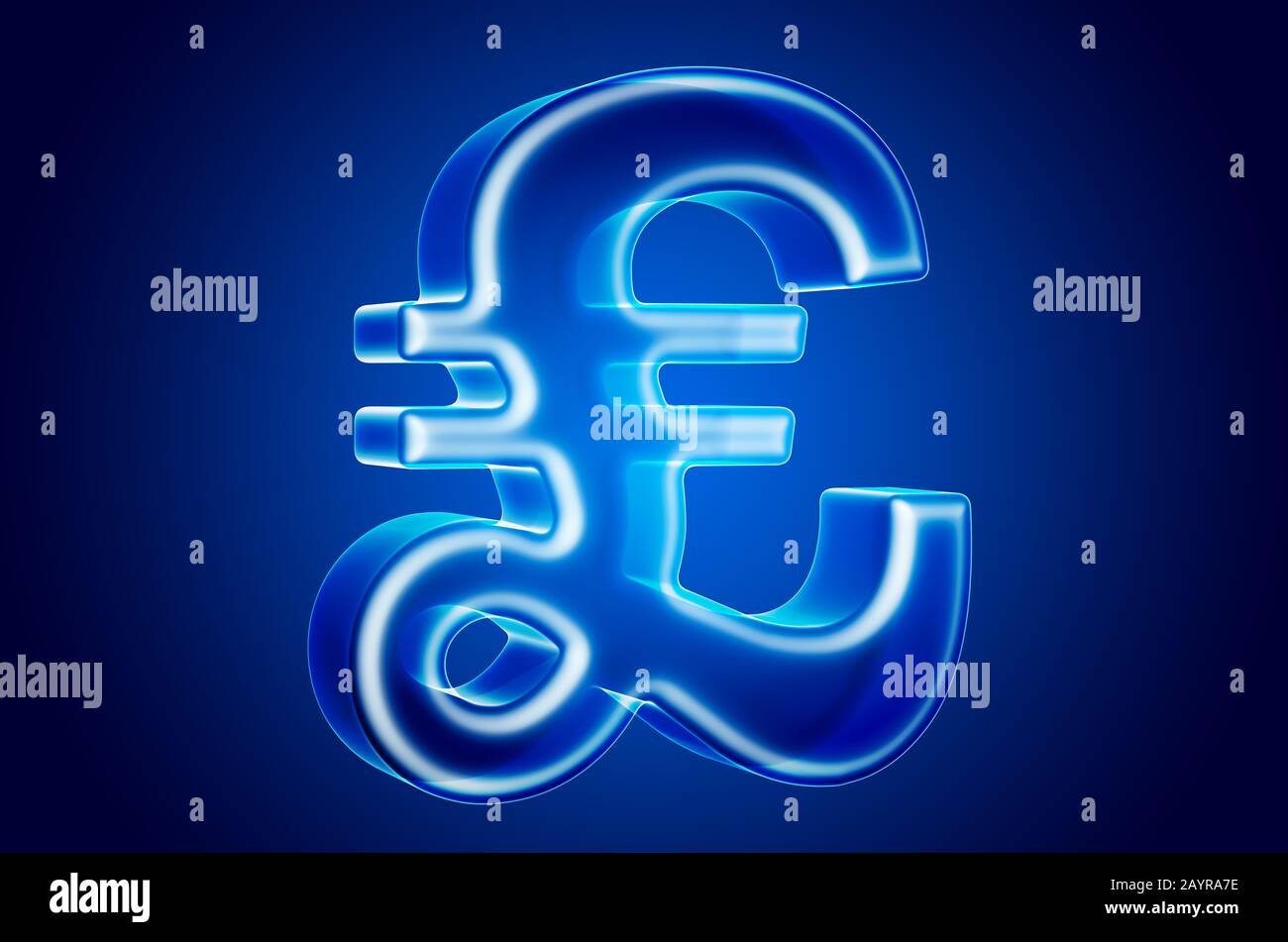 Pound sterling symbol ghost light effect, hologram. 3D rendering on ...