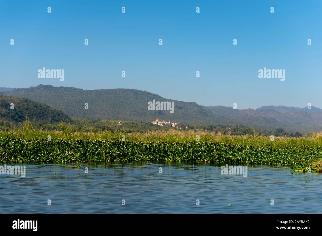 View of the pagoda complex at Taungto village on the west bank of Inlay ...