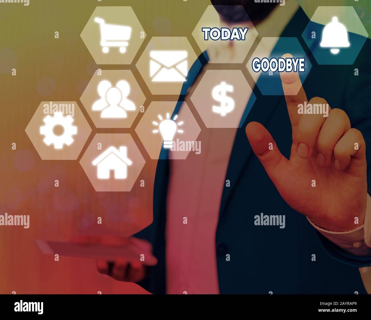 Word writing text Goodbye. Business photo showcasing used to express ...