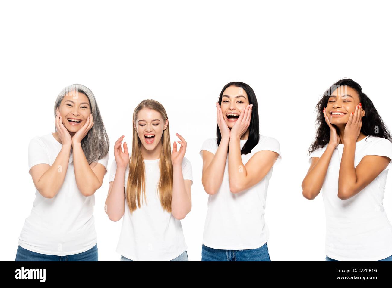 Four smiling faces hi-res stock photography and images - Alamy