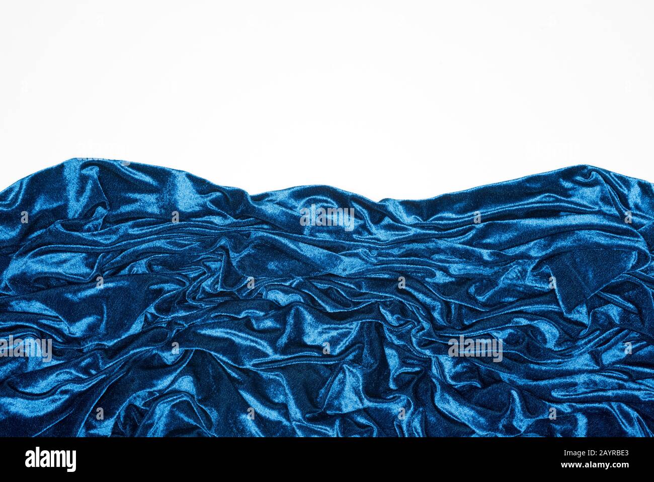 Top view of blue velvet fabric isolated on white Stock Photo - Alamy