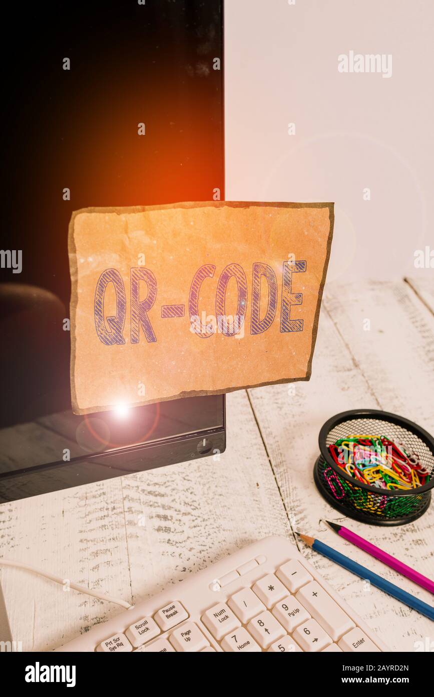 Handwriting text Qr Code. Conceptual photo the trademark for a type of ...
