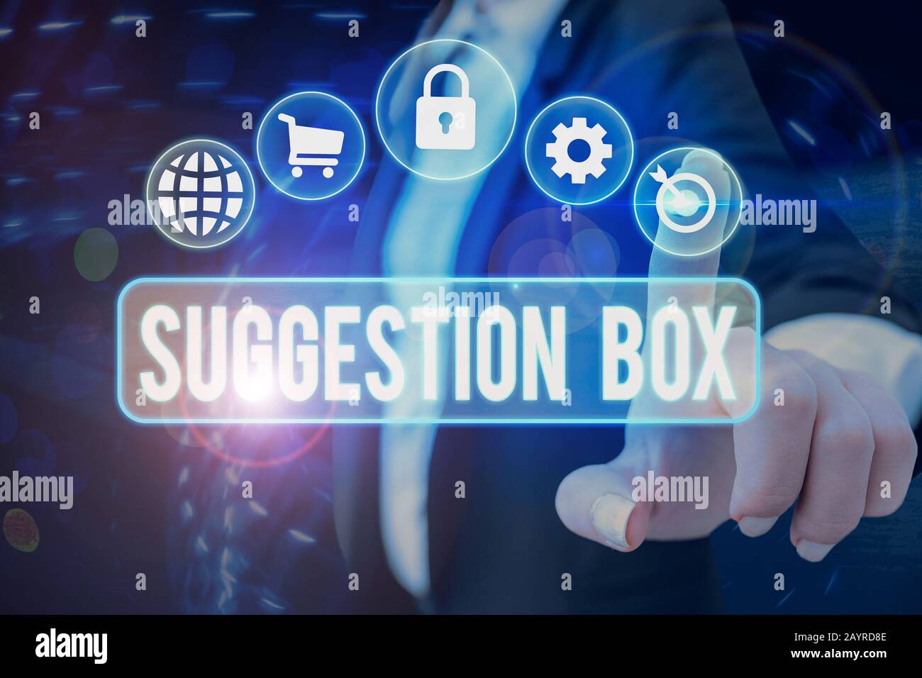 Text sign showing Suggestion Box. Business photo showcasing container ...