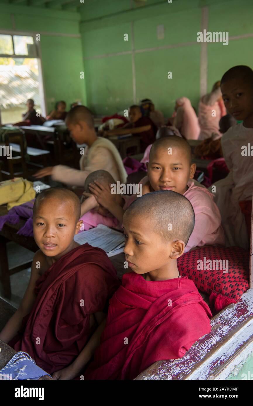 Elementary students in a classroom at the public school of the ...