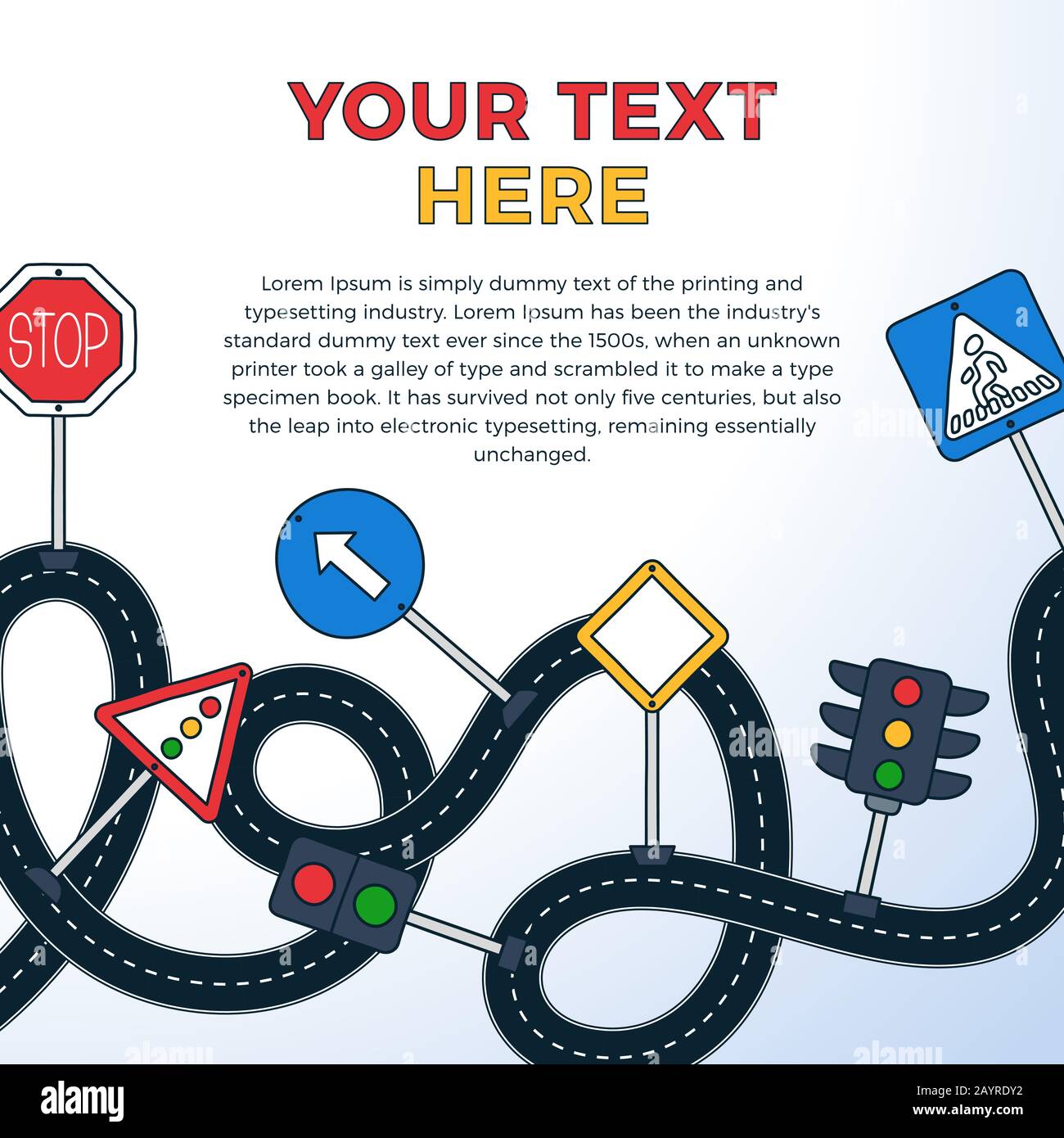 Road Sign Drive School Flyer Banner Posters Card square format ...