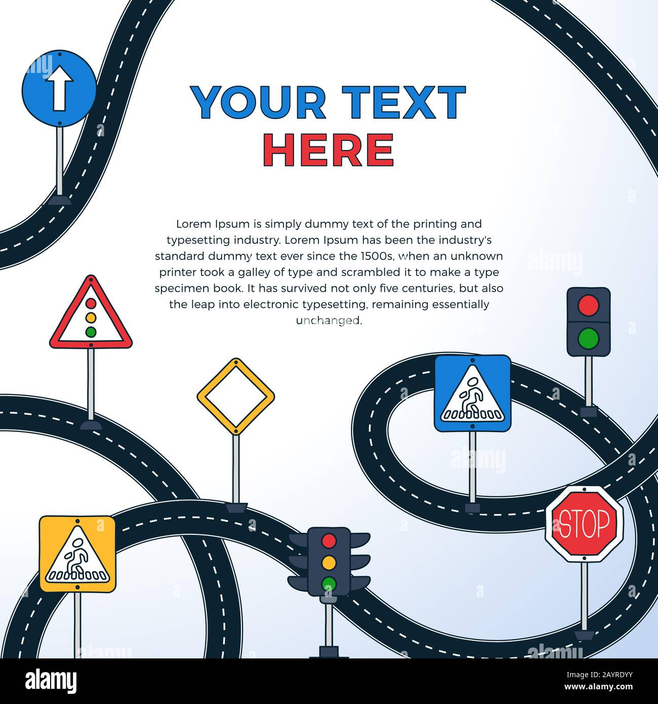 Road Sign Drive School Flyer Banner Posters Card square format ...
