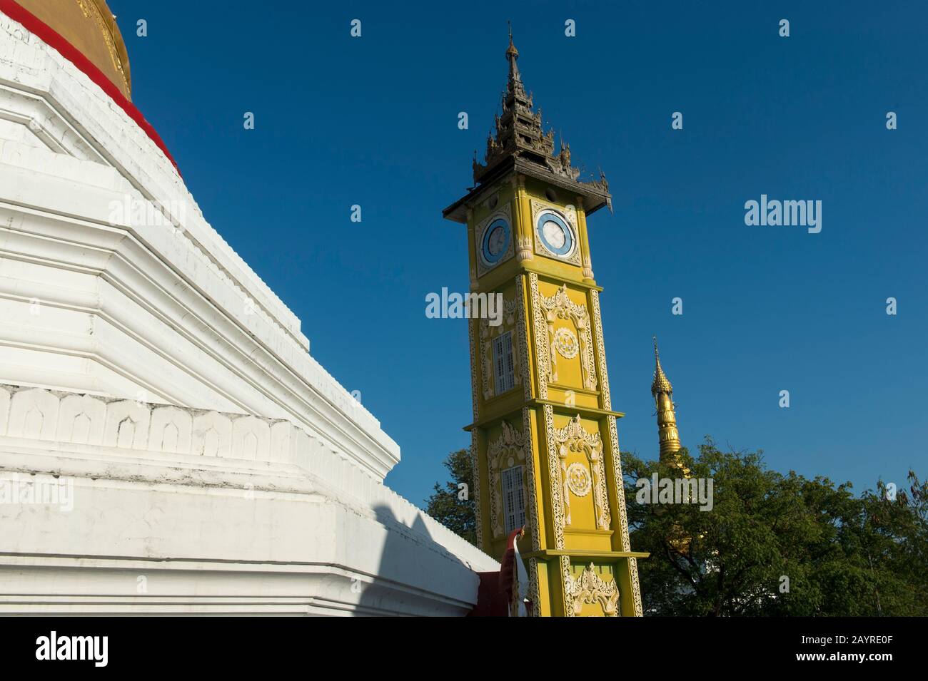 The clock tower on Sagaing Hill in Sagaing, a town outside of Mandalay ...