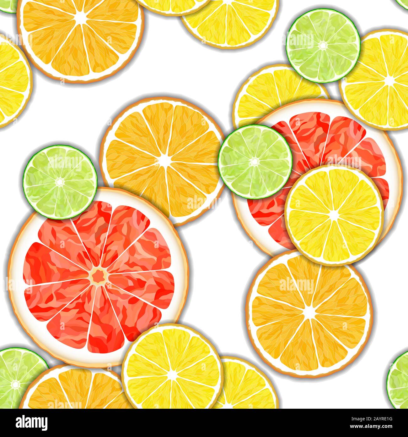 Vector illustration of a grapefruit orange lemon and lime slice seamless pattern Stock Vector ...