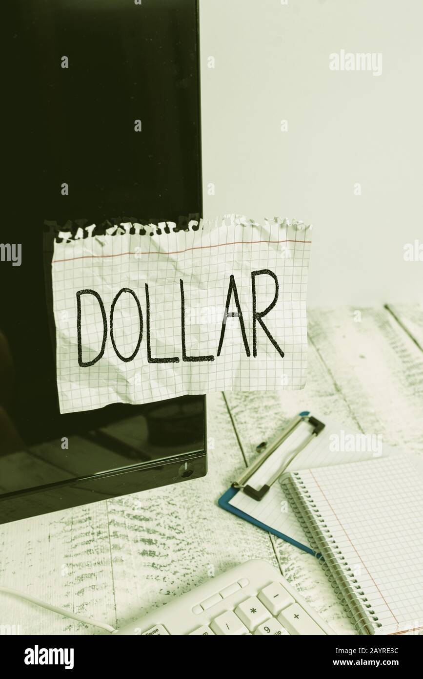 Handwriting text Dollar. Conceptual photo a piece of paper money worth ...