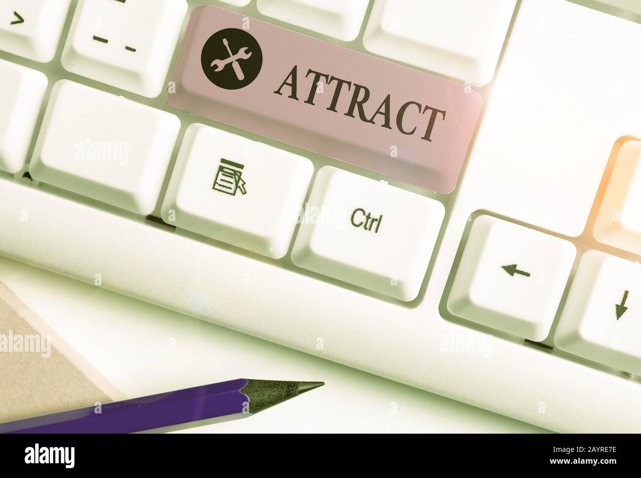 Conceptual hand writing showing Attract. Concept meaning to draw by a ...