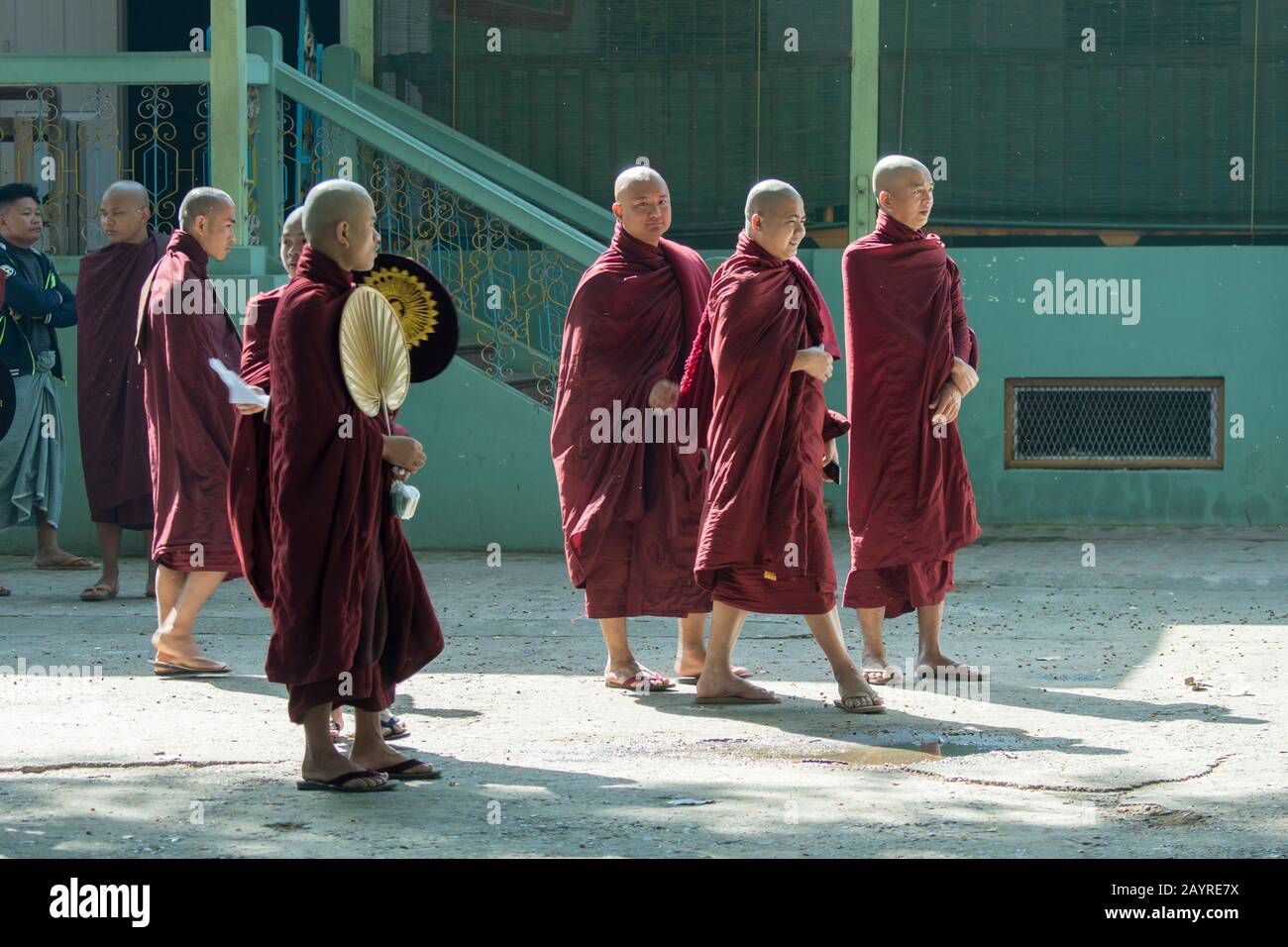 Monks at the Mahagandayon Monastery in Mandalay, Myanmar Stock Photo ...