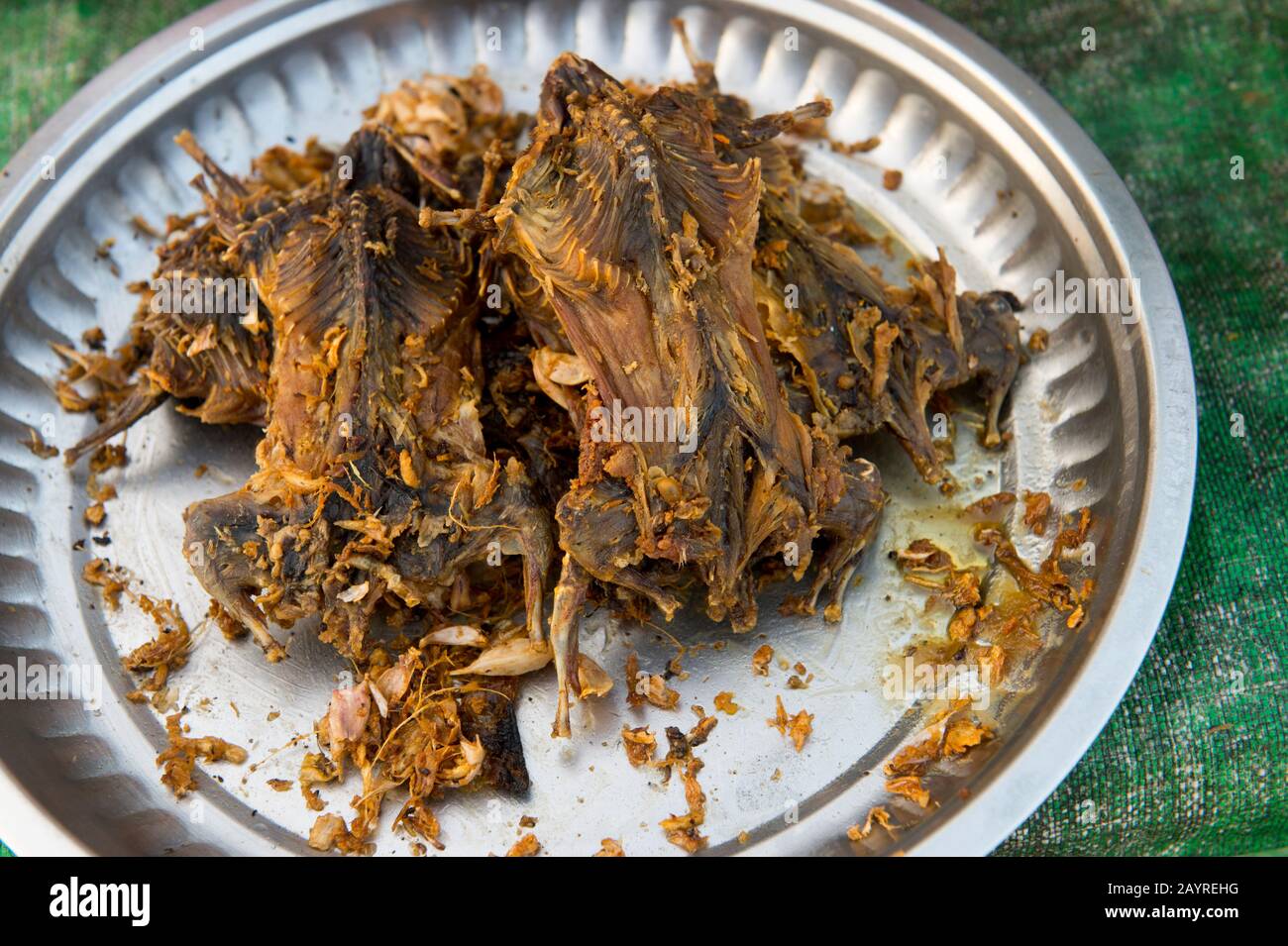 Fried mice for sale at a snack stand on U Bein Bridge (built around ...